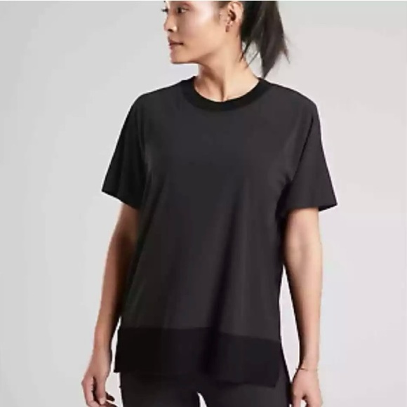 Athleta | Tops | Athleta Zephyr Black Boxy High Low Tshirt | Poshmark